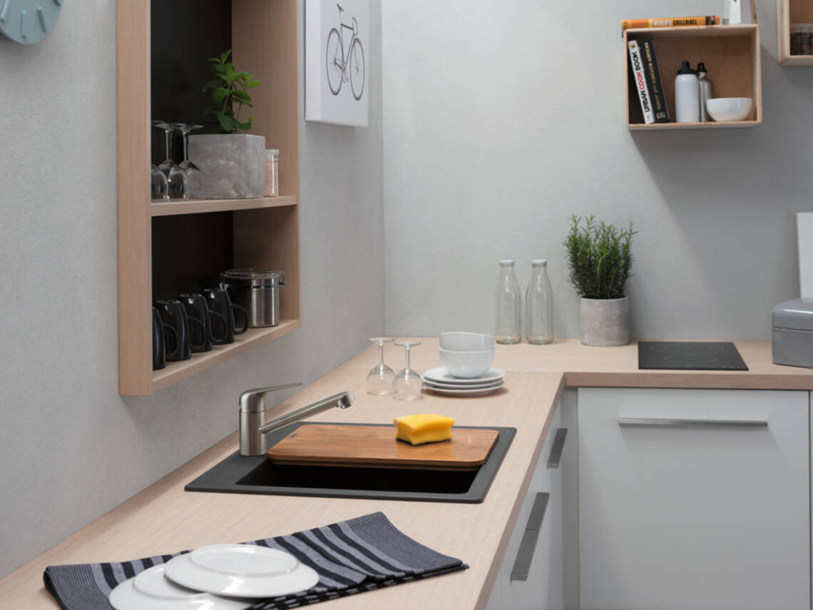 汉斯格雅 厨房龙头: 福柯斯 M42, 单把手厨房龙头220，带抽拉式出水嘴，两种出水模式, 货号 71800007