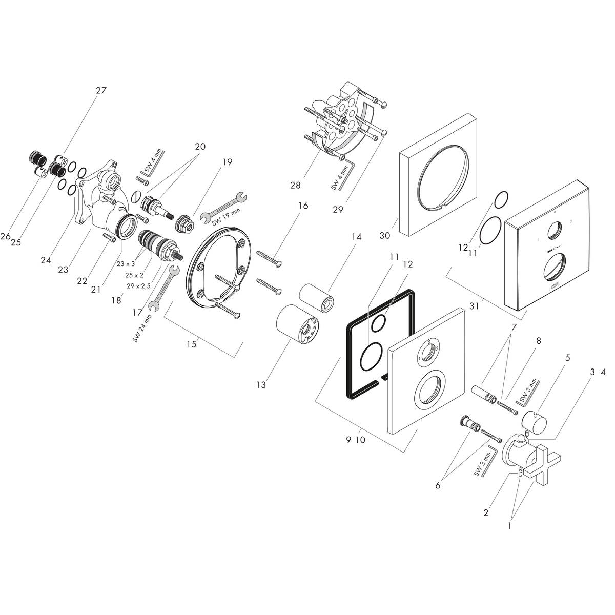 雅生奇特里奥 淋浴龙头: 两功能, 镀铬, 货号 39725007