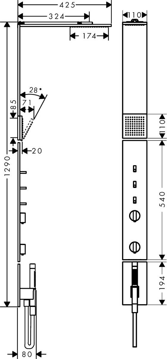 雅生 淋浴板: 雅生斯达克淋浴解决方案, 单种出水模式, 货号 12595007
