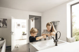 汉斯格雅 Finoris, 单把手面盆龙头230抽拉（两功能）带按压落水套件, 货号 76063007 | hansgrohe CN