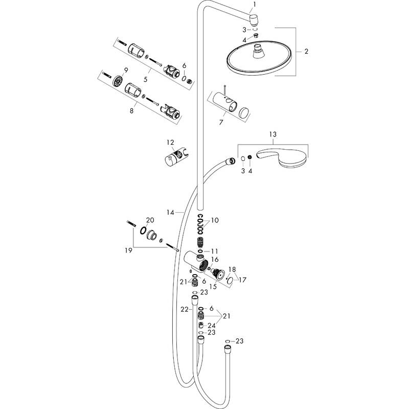 汉斯格雅 花洒管: 柯洛梅达 S, 单种出水模式, 货号 27342007