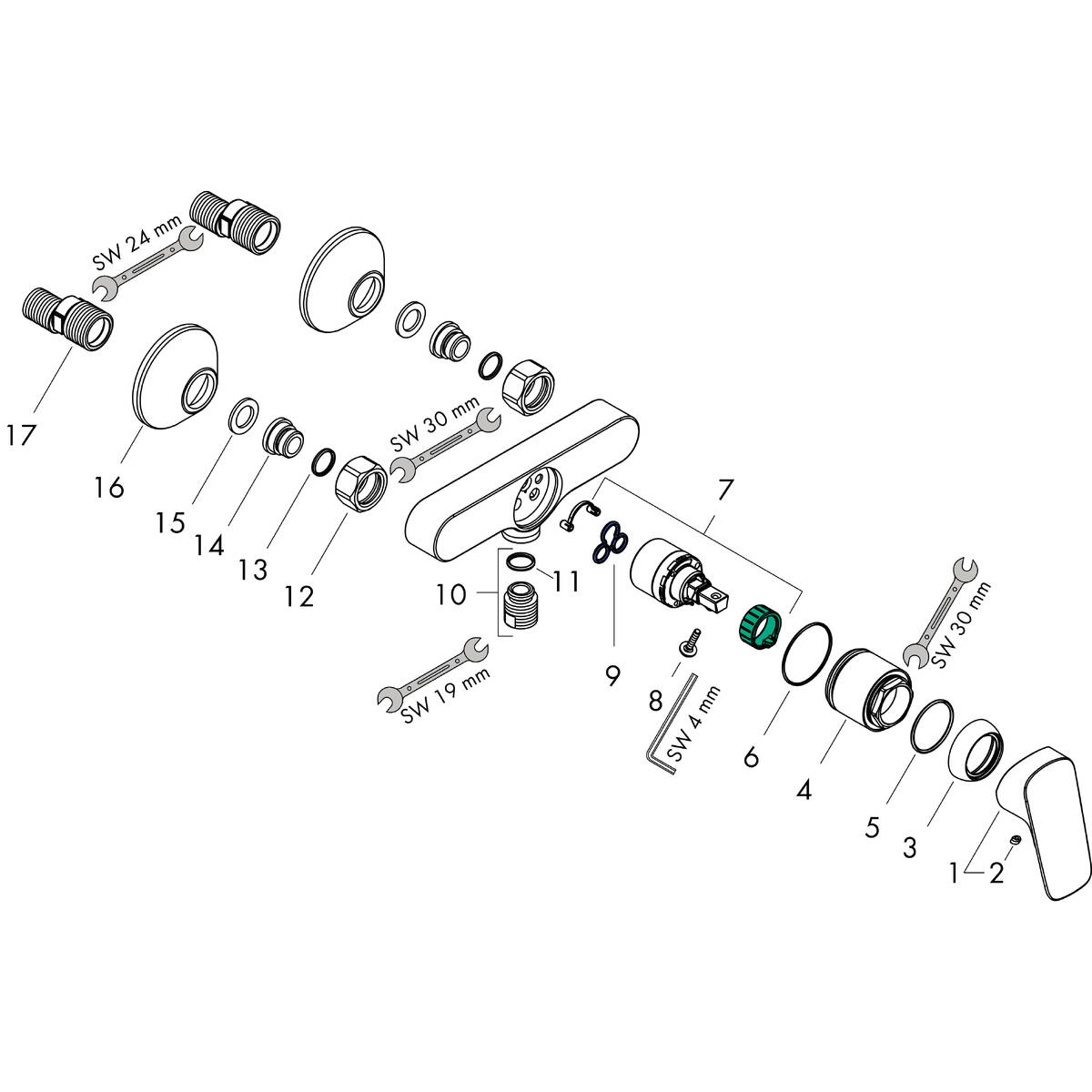 洛捷丝 淋浴龙头: 单功能, 镀铬, 货号 71600007