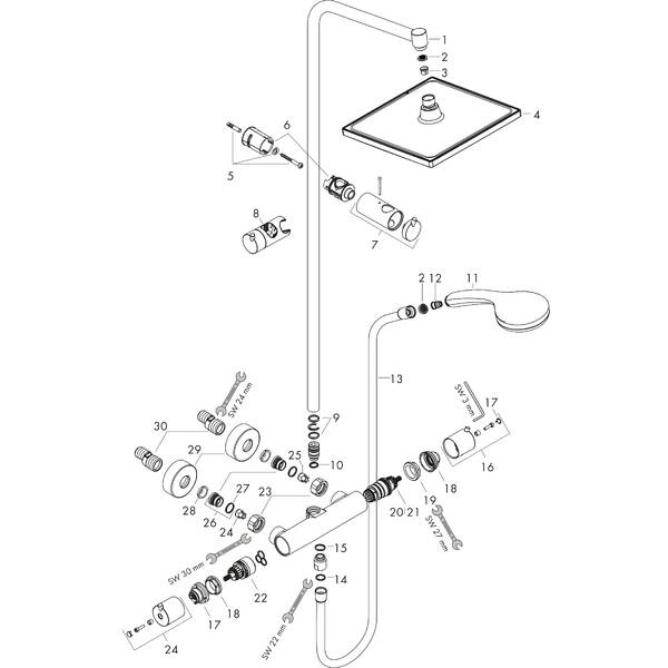 汉斯格雅 花洒管: 柯洛梅达 E, 单种出水模式, 货号 26779007