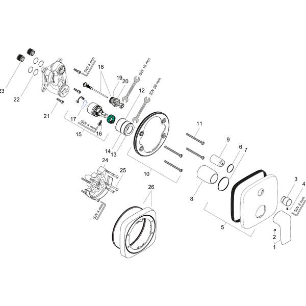 梦迪诗 2路出水, 镀铬, 货号 31454007 | hansgrohe CN