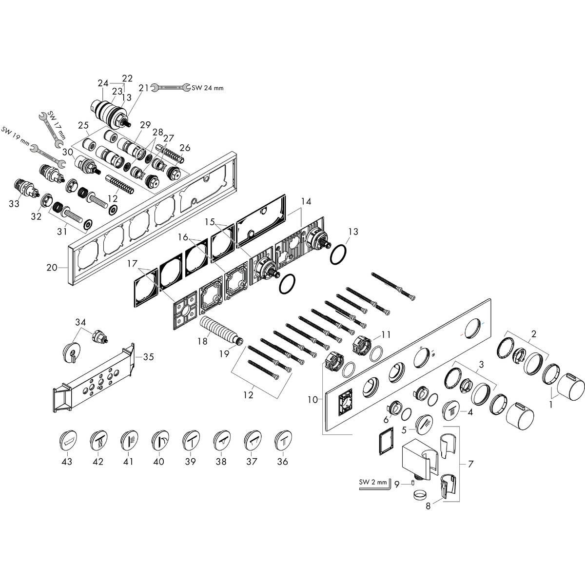 雅生淋浴解决方案 淋浴龙头: 双把手, 两功能, 镀铬, 货号 18355007
