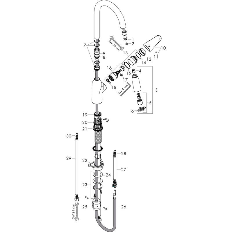 汉斯格雅 福柯斯 M42, 单把手厨房龙头220，带抽拉式出水嘴，两种出水模式, 货号 71800007 | hansgrohe CN