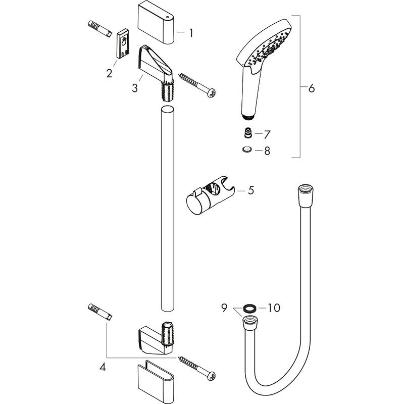 汉斯格雅 墙杆套件: 柯洛玛 Select S, 花洒套件110 变速，带升降杆65cm, 货号 26563407