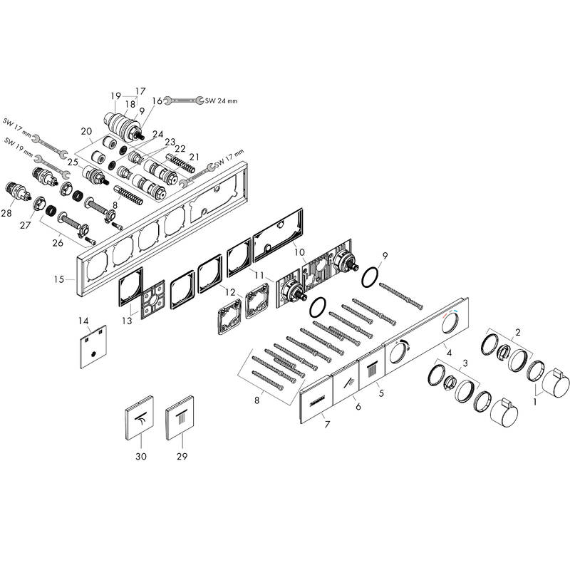 RainSelect 淋浴龙头: 2 个出水设备, 前卫白, 货号 15380707