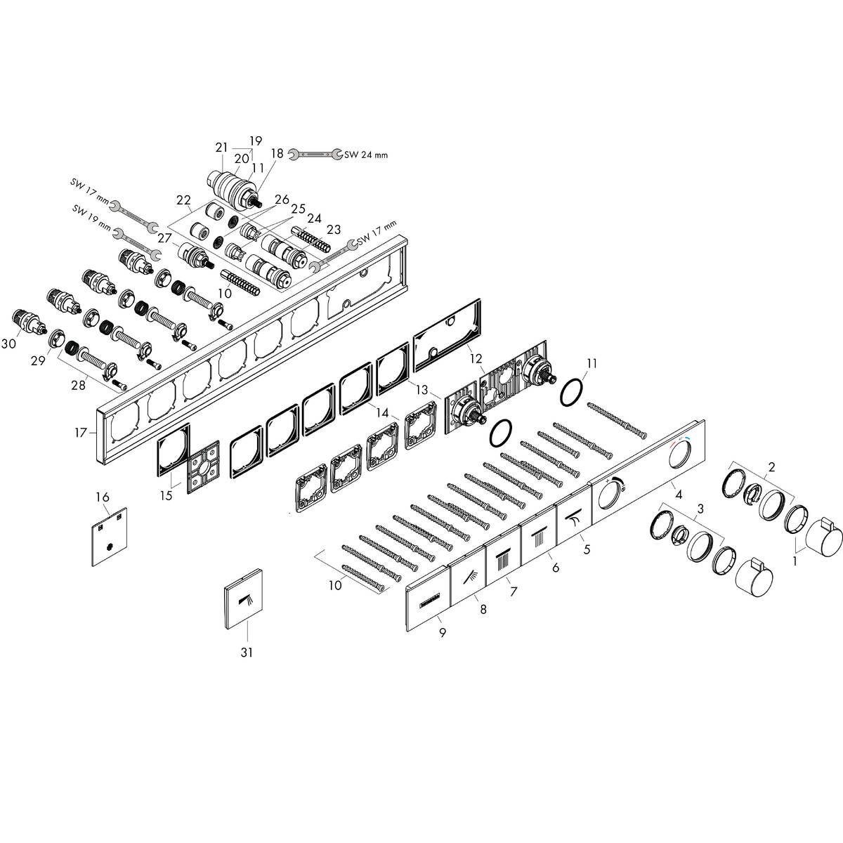 RainSelect 4路出水, 镀铬, 货号 15382007 | hansgrohe CN