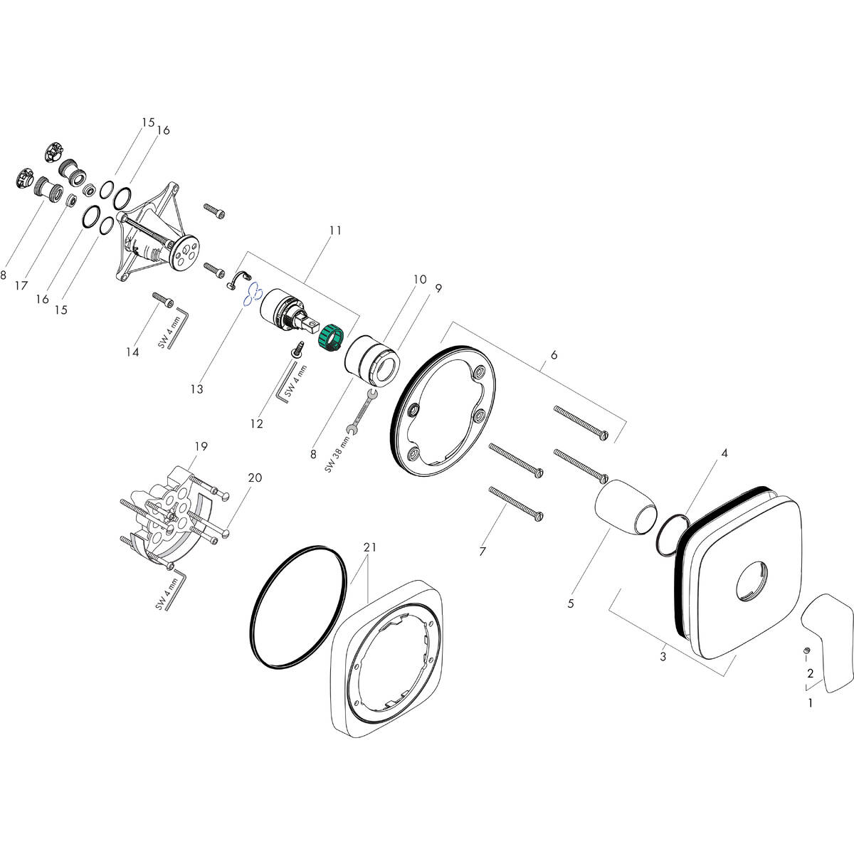 梦迪诗 1个出水设备, 镀铬, 货号 31456007 | hansgrohe CN