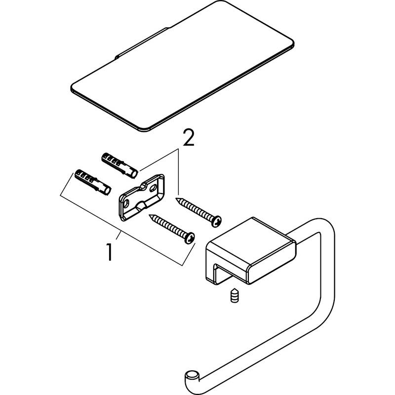 汉斯格雅 配件: 艾世多, 卷筒纸架，带置物架, 货号 41772007