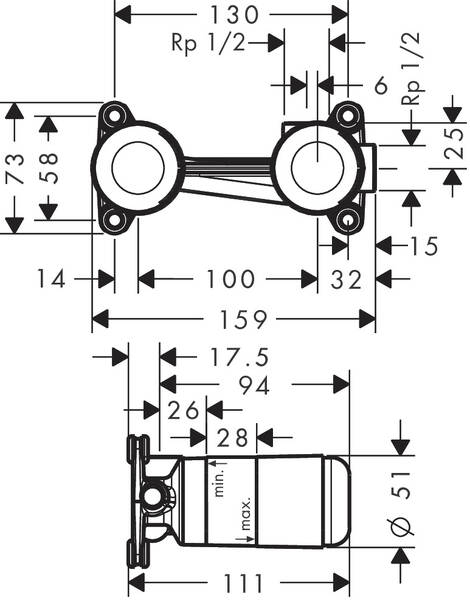 汉斯格雅 基础套件 暗装双孔单把手面盆龙头, 货号 13622187 | hansgrohe CN
