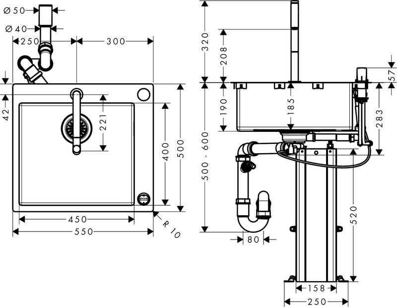 汉斯格雅 水槽组合套餐: C71, C71-F450-06 水槽套餐 不锈钢水槽组合 450, 货号 43201007 | hansgrohe CN