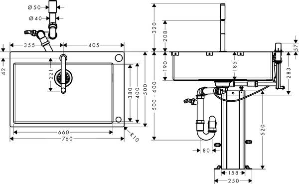 汉斯格雅 水槽组合套餐: C71, C71-F660-08 水槽套餐 不锈钢水槽组合 660, 货号 43202007 | hansgrohe CN