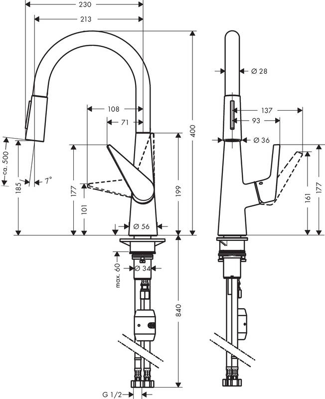 汉斯格雅 达丽丝 M51, 单把手厨房龙头 200抽拉式喷头两种出水方式, 货号 72813007 | hansgrohe CN