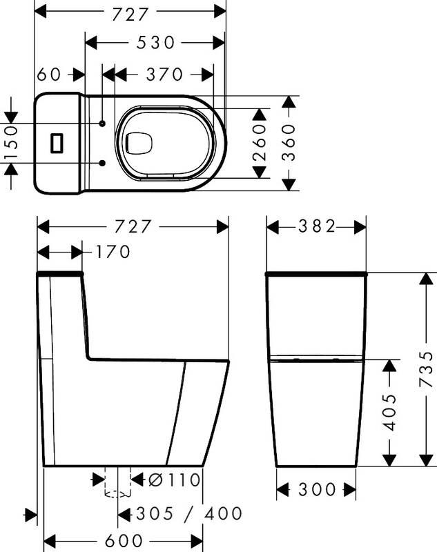 汉斯格雅 toilet combinations: 谧境 S, 连体坐便器(305mm坑距), 货号 22431007 | hansgrohe CN