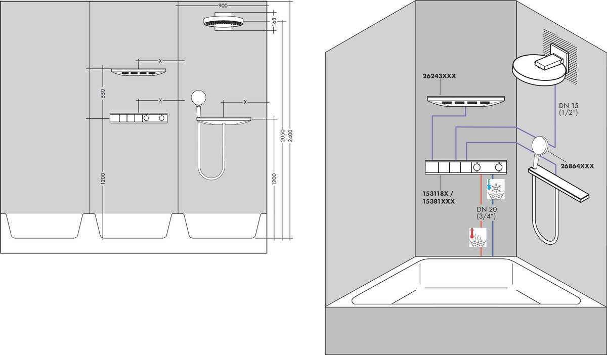 汉斯格雅 头顶花洒: Rainfinity, 1种出水模式, 货号 26227707 | hansgrohe CN