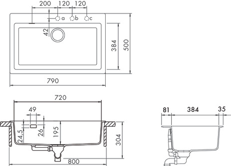 雅生 水槽: AXOR made by Schock, 嵌入式水槽, 43003500